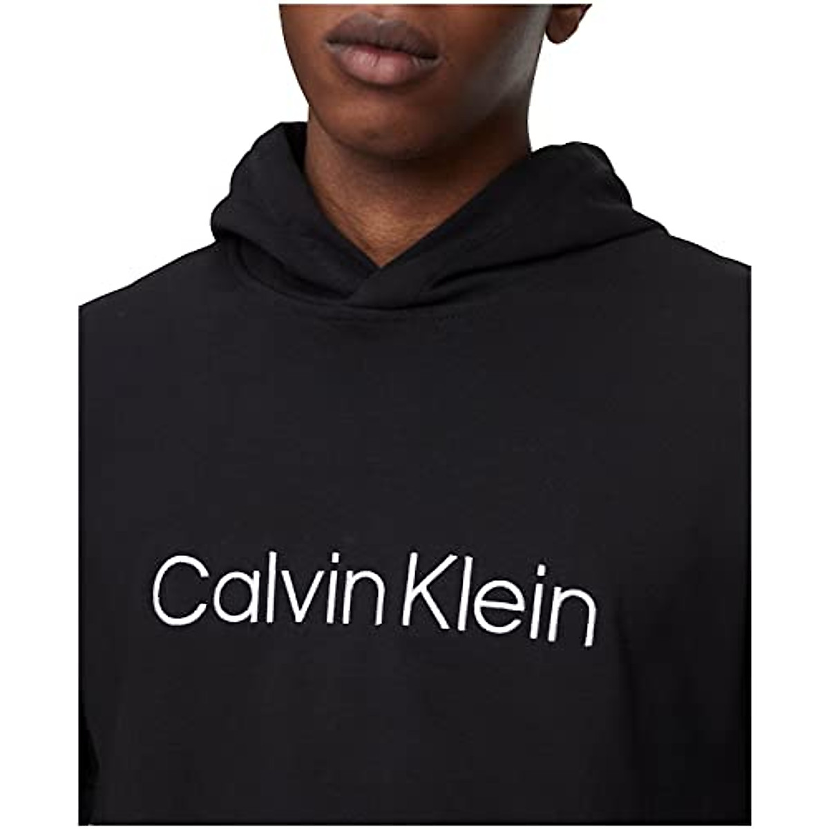 Calvin Klein Men's Relaxed Fit Logo French Terry Hoodie, Black Beauty, Medium