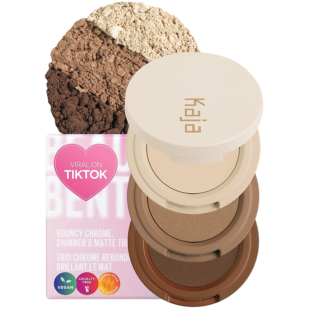 Kaja Beauty Bento Collection - Bouncy Eyeshadow Trio | Neutral Earthy Tones, Travel Size, 14 Neutral Moment, 2019 Allure Best of Beauty Award, 0.03 Oz
