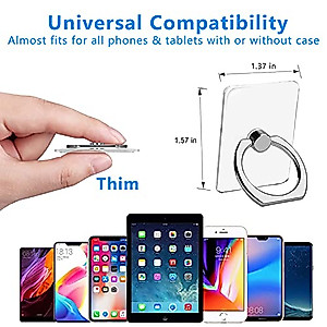 VOVIGGOL Cell Phone Ring Holder Stand 5 Pack，Transparent Phone Ring Holder Finger Kickstand 360° Degree Rotation Clear Phone Ring Grip Compatible iPhone Cellphone Phone Case(Square)