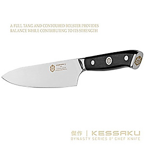 KESSAKU Chef Knife - 8 inch - Dynasty Series - Razor Sharp Kitchen Knife - Forged ThyssenKrupp German High Carbon Stainless Steel - G10 Garolite Handle with Blade Guard