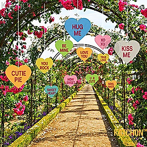 KatchOn, Felt Valentine Conversation Hearts Decor - Pack of 12, No DIY | Valentines Day Decor | Valentines Decorations Outdoor | Conversation Hearts Decorations | Valentine Window Decorations