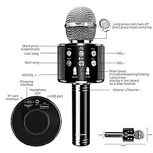 FINYIORE Microphone for Kids, Voice Changing Karaoke Micorphones Boys Girls Gifts for Kids Party Singing Microphone, White Elephant Gift for Adults
