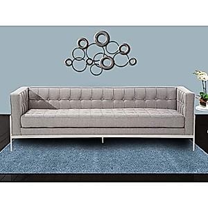 Armen Living Andre Sofa in Grey Tweed and Brushed Stainless Steel Finish