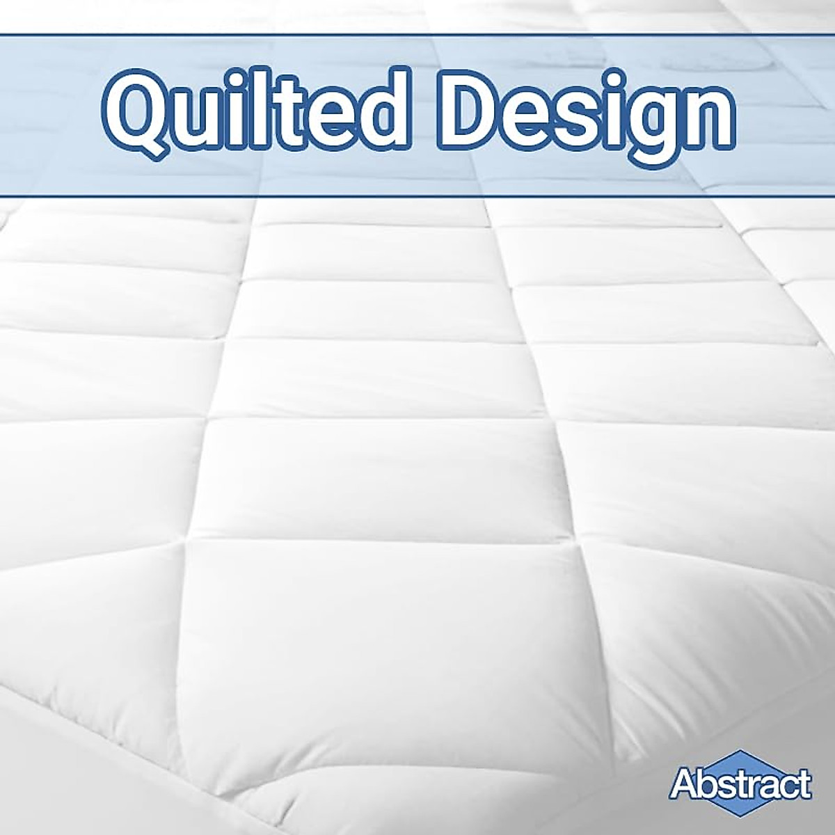 Abstract Twin Mattress Topper - Quilted, Fitted Mattress Pad Twin Deep Pockets - Breathable Cooling Soft Cotton Twin Bed Mattress Topper - Pillow Topper- 39" x75" Twin, White
