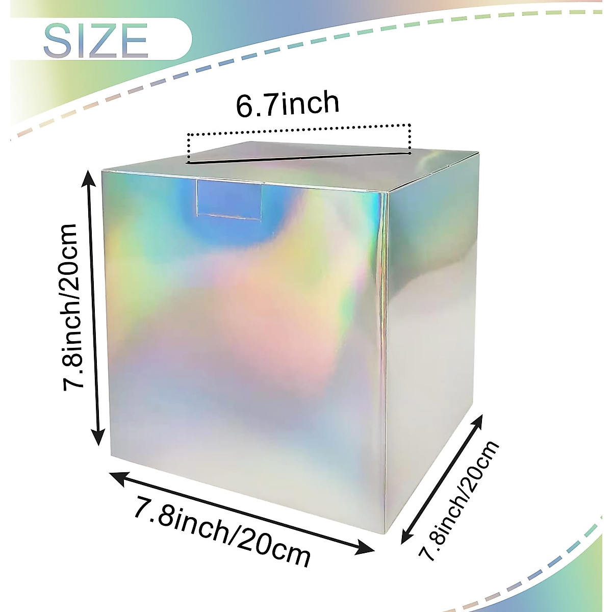 SietDESEO Card Box for Party Iridescent Card Box Raffle Box Gift Card Box Holder for Birthday Party Wedding Reception Baby Shower Bridal Shower Money Card Box