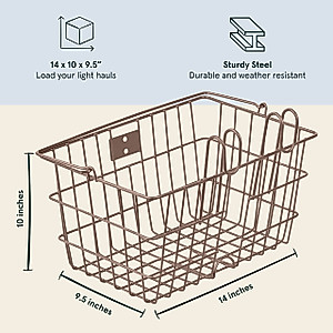 Retrospec Detachable Steel Apollo-Lite Lift-Off Front Bike Basket with Handles, Brown