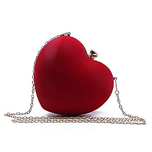 SUKUTU Womens Heart Shape Evening Bag Purse Velvet Party Tote Mini Handbag Clutch Chain Clear Shoulder Bag