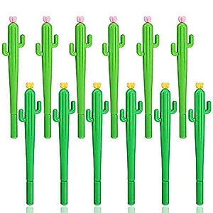 Cactus Shaped Rollerball Pen Cute Creative 0.5 mm Black Ink Gel Pens For Student and Office 12 Pieces by Meiso