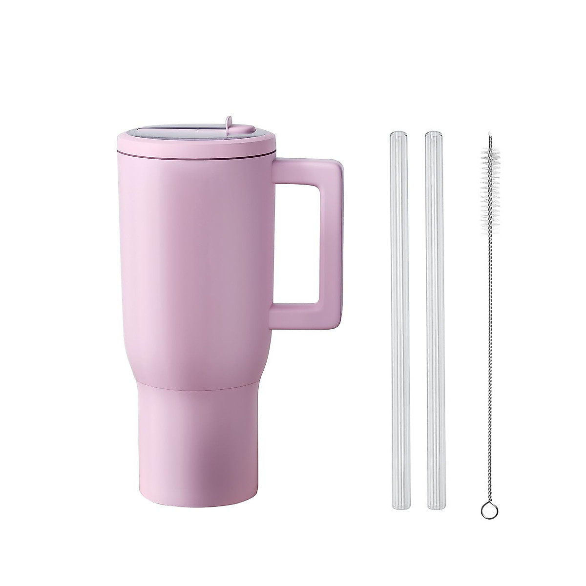 Barpertik 20 oz Tumbler with Handle Flip Straw,100% Leak Proof Coffee Mug Water Bottle,Insulated Cup Reusable Stainless Steel Travel Mug,Gifts for Women,Pink sand