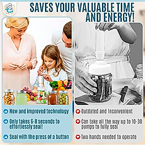 Nutri-Seal™ Electric Mason Jar Vacuum Sealer Kit - Easy to Use - Fits Wide & Regular Mouth Mason Jars - Compatible with All FoodSaver Models - Electric Handheld Vacuum Sealer For Jars & Vacuum Seal Containers - Includes Electric Vacuum Pump w/Compatibilit