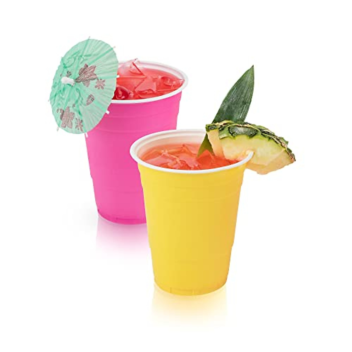 True Bright Party Cups, Disposable Cups, Drink Cups for Cocktails and Beer, 16 Ounce Capacity, Plastic, Multicolor, Set of 24