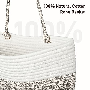 AivaToba Over Door Hanging Basket, 3-Tier Wall Mount Hanging Cotton Rope Storage Organizer, Decorative Storage Basket for Living Room (Brown)