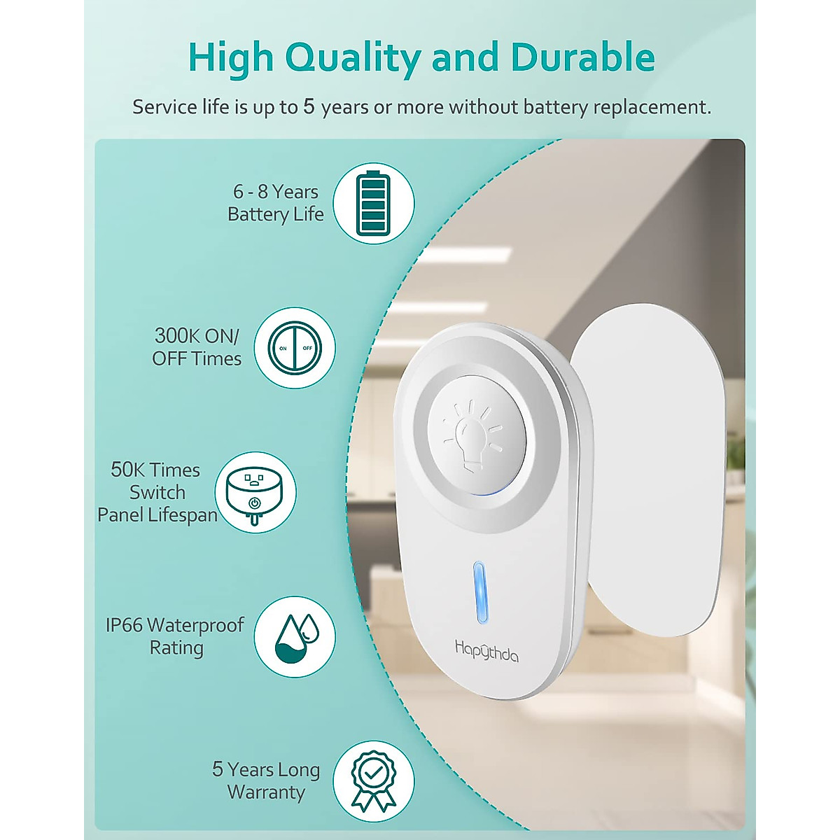 [2 Pack]HAPYTHDA Wireless Remote Control Outlet Plug, No Wiring Needed Remote Light Switches Kit, 500 Feet RF Range 275V/15A/1500W Electrical Remote Outlet for Light, Small Electrical Appliance