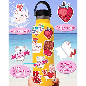 Valentines Day Stickers, Heart Stickers for Water Bottles Cards Gift Boxes Party Favors, Valentines Gifts for Kids Classroom, Waterproof Vinyl Love Stickers for Kids Teens Girls