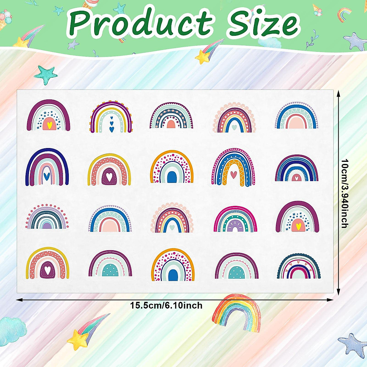 AOLDHYY Boho Rainbow Stickers Teac
