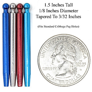 AirstreamIT Aluminum Cribbage Board Pegs - 5 Red, 5 Blue, 5 Silver, and 5 Turquoise - Standard 1/8 Inch Holes