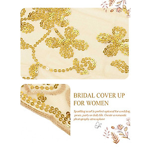 EASEDAILY Women's 1920s Shawls and Wraps for Evening Party Dress Sparkling Sequin Deco Wedding Scarf for Bride