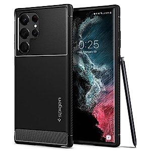 Spigen Rugged Armor Designed for Galaxy S22 Ultra Case (2022) - Matte Black
