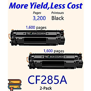 Color Print Compatible CE285A Toner Cartridge Replacement for HP 85A CE285 285A Work with Pro P1102w P1102 P1105 P1106 M1212NF MFP M1217NFW P1505n P1005 P1109w 1102w Laser Printer (2-Pack, Black)