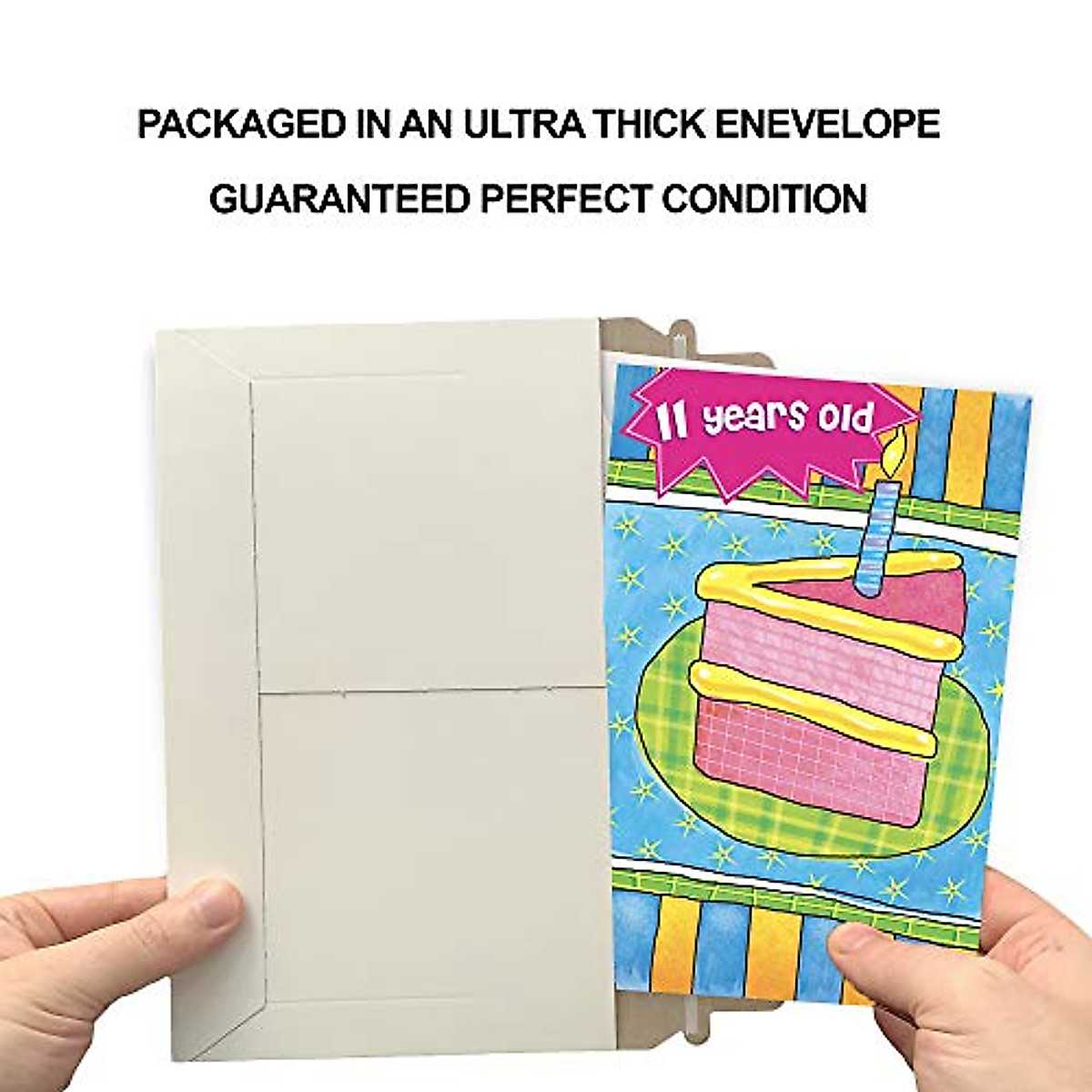 Happy 11th Birthday Card | Made in America | Eco-Friendly | Thick Card Stock with Premium Envelope 5in x 7.75in | Packaged in Protective Mailer | Prime Greetings