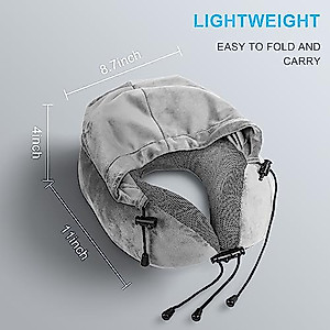 Ustenroya Neck Pillow for Sleeping Travel Travel Pillows for Airplanes 100% Pure Memory Foam Neck Pillow, Portable Pillow for Office Cars Trains Long Flights Sleeping (Grey)