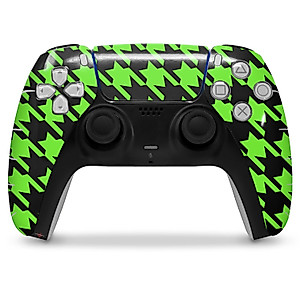 WraptorSkinz Skin Wrap compatible with Sony PS5 DualSense Controller Houndstooth Neon Lime Green on Black (CONTROLLER NOT INCLUDED)