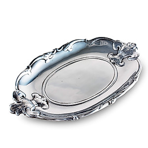 Arthur Court Aluminum Fleur-De-Lis Oval Tray, 13 x 8 inch - Elegant Emblem Design, Versatile for Any Occasion, Freezer & Oven Safe