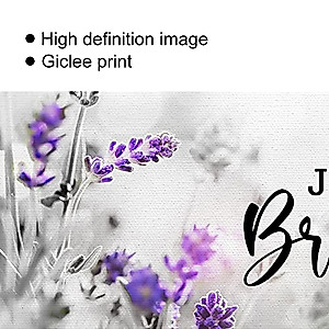Creoate Just Breathe Bedroom Wall Art, Purple Lavender Picture with Inspirational Quotes Canvas Print Artwork for Home Decoration