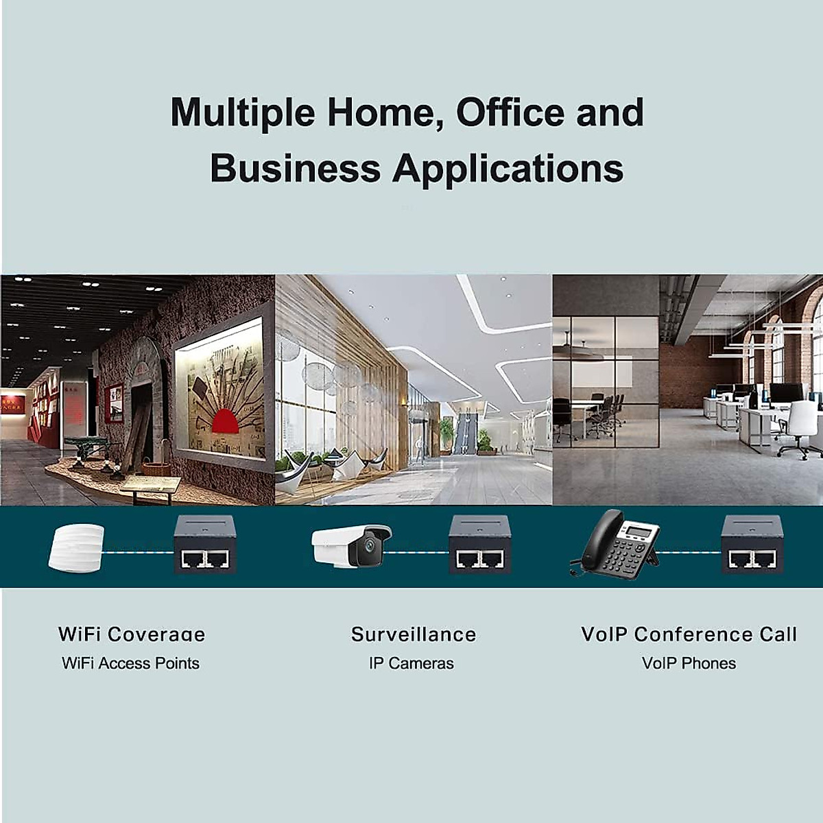 iCreatin 24volt Gigabit POE Injector, 24V 1A Passive PoE Adapter for Ubiquiti POE-24-12W-G POE-24-24W-G, Mikrotik Devices, 10/100/1000Mbps