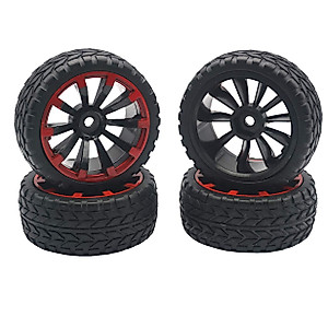 4Pack ShareGoo OD 2.55" 12mm Hex Wheel Rims & Rubber Tires Set Compatible with HSP Redcat HPI Tamiya 1/10 RC On-Road Touring Drift Car