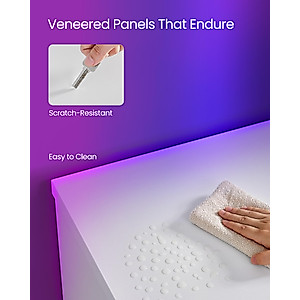 VASAGLE TV Stand with LED Lights for TVs up to 70 Inch, Entertainment Center with Open Glass Shelves, 2 Cabinets with Doors, 63-Inch Long, TV Console for Bedroom Living Room, White ULTV330T10