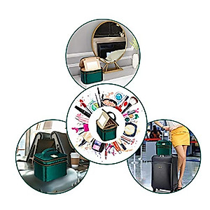 Eudora Double Layer Travel Makeup Bag, Green Nylon Satin Makeup Bag Organizer with Portable Mirror and Brushes holders, Large Cosmetics bag for Women (Green)