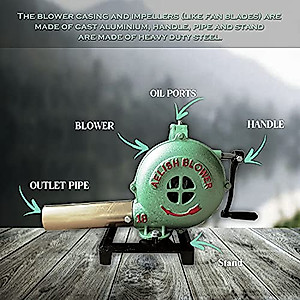 Durable Cast Aluminium Hand Crank Manual Mini Forge Blower 6 in. Casing