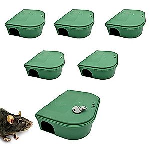 Exterminators Choice - 6 Pack Rat Bait Station Boxes with 1 Key - Heavy Duty Mouse Trap Poison Holder - Great for Catching Rats and Mice - Pest Control - Durable and Discreet