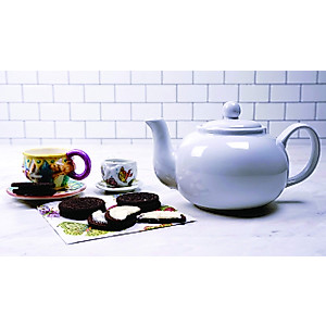 RSVP International Stoneware Teapot Collection, Microwave and Dishwasher Safe, 16 oz, White