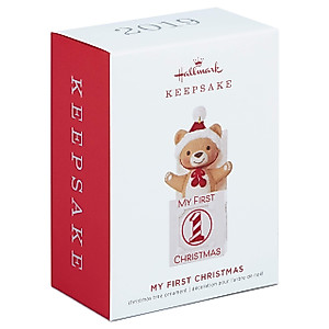 Hallmark Keepsake 2019 Year Dated Baby My First Christmas Jack-in-The-Box Bear Ornament,