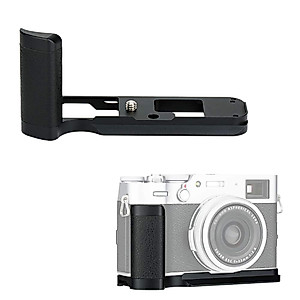 JJC Solid Metal Hand Grip Secure Handle Bracket for Fuji Fujifilm X100V X100F Camera(Not for X100VI), Anti-Slip Pads Design, Arca Swiss Quick Release Plate, Extra 1/4"-20 Tripod Hole & Hand Strap Hole