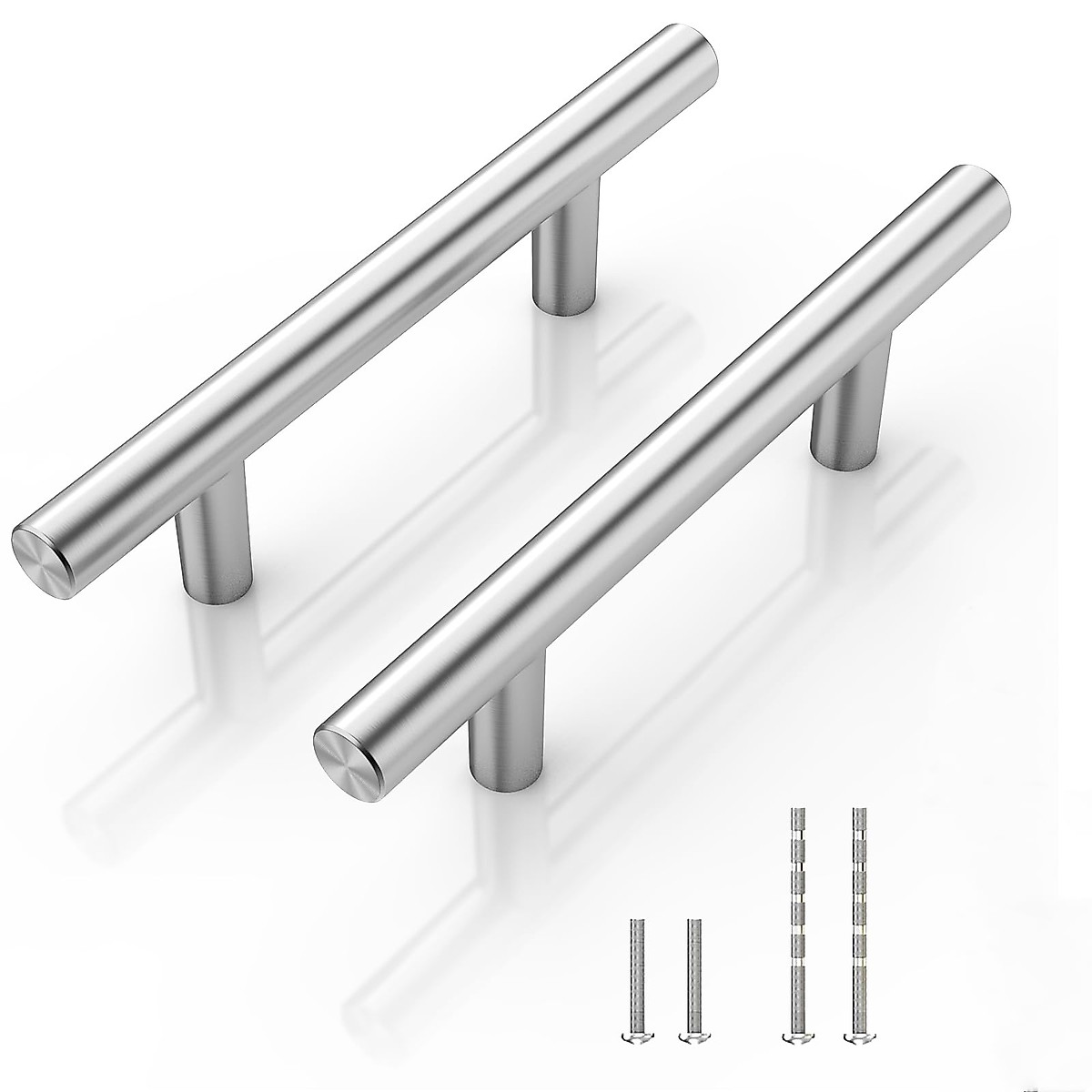NISUOIEN 30 Pack 5" Cabinet Handles Pulls Brushed Nickel Kitchen Drawer Pulls Stainless Steel(5" Length, 3" Hole Center)