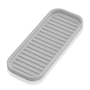 KITEXPERT Silicone Sponge Holder for Kitchen Sink - Soap Tray for Kitchen Counter & Bathroom - Kitchen Versatile Organizer Tray for Sink, Makeup and More (Grey)