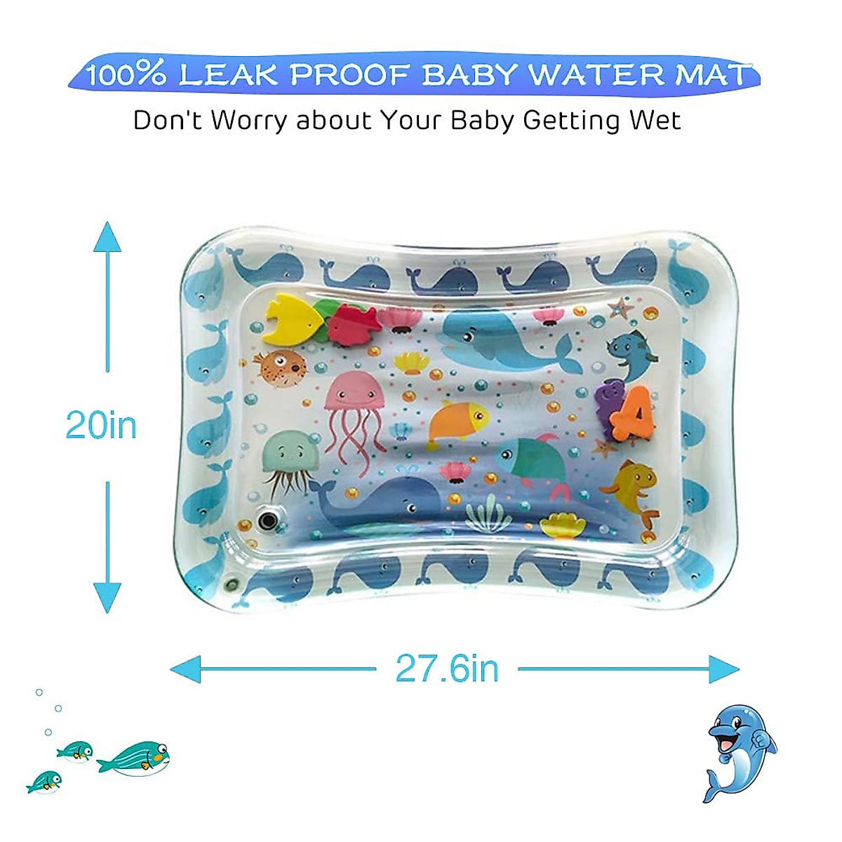 Tummy Time Water Mat Infant Toy Indoor Floor Inflatable Water Mat, Newborn Boys and Girls of 3 6 9 12 Months of Fun Activity Center Toys