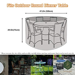GardenPal 420D Heavy Duty Patio Furniture Covers, Waterproof Outdoor Round Table and Chair Cover, UV Resistant Durable Furniture Covers 47 *30 inch, Black