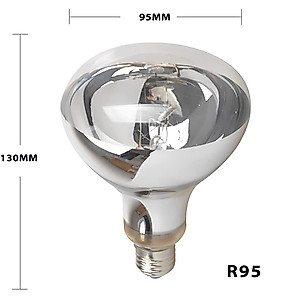 BONGBADA 2 Pack Heat Lamp Bulb R95 100 Watt Infrared Glass Lamp Bulb for Food Service, Brooder Bulb, Chicks, Pet, Bathroom, Light Therapy, Reptiles and Amphibian