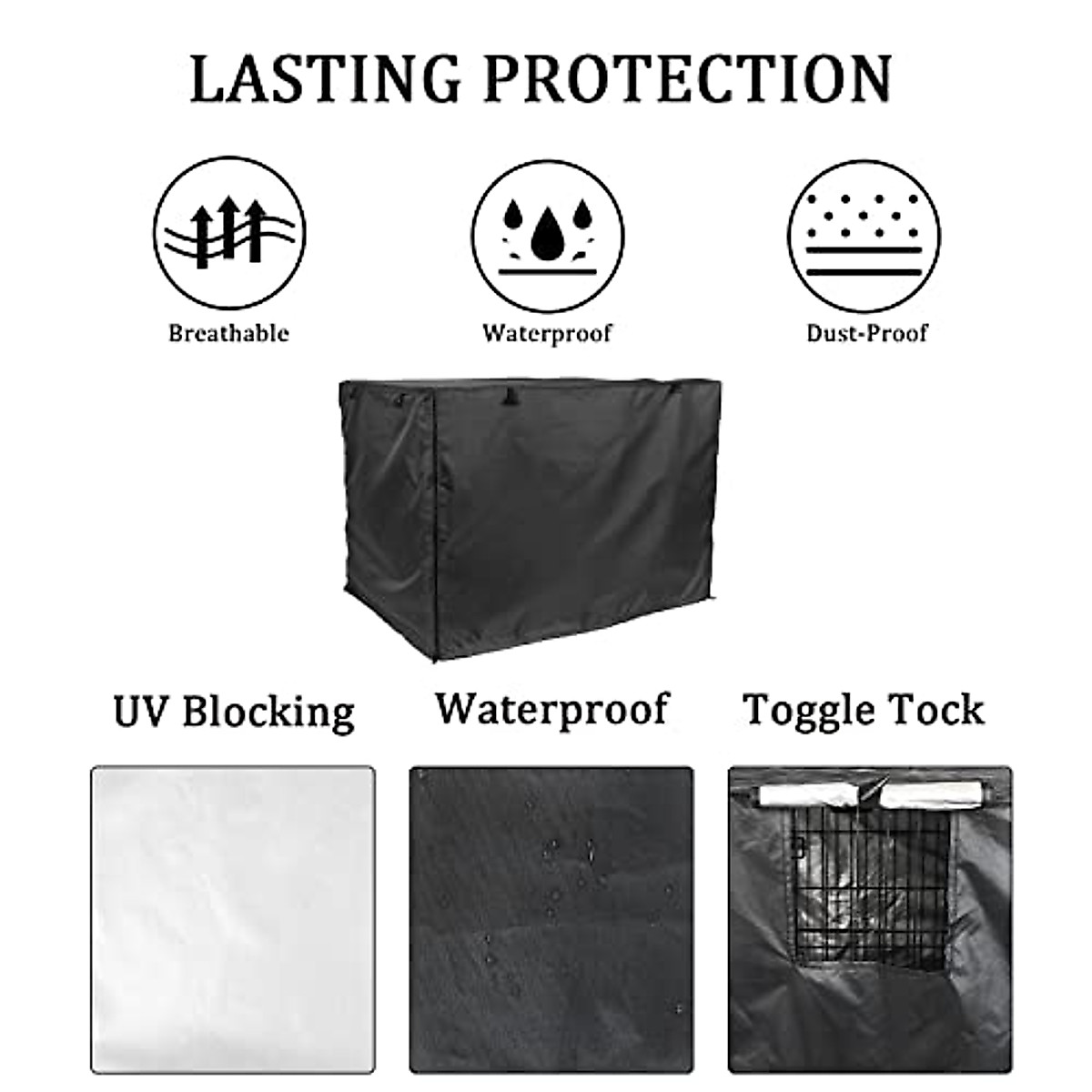 Dog Crate Cover 36 inch - Double Door, Dog Kennel Indoor, Waterproof Dog Kennel Cover with Air Vent Window, for Indoor/Outdoor Most Wire Dog Crate(Black)