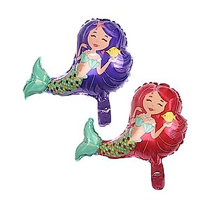 JOINPAYA Aluminum Foil Balloons 2pcs birthday balloon party decoration latex balloon mermaid balloon Baby mini decorate Deflatable Balloons