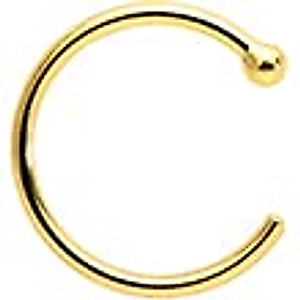 Body Candy Unisex Adult Solid 18k Yellow Gold Nose Stud Hoop 20 Gauge 5/16" Body Piercing