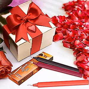 BBTO Low Temperature Candles Valentine's Day Candles Wax Dripping Candles Romantic Candles Long Thin Candles Love Candles for Couples Lovers (6 Pieces)