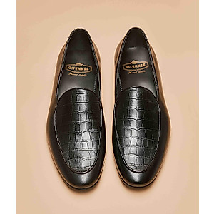 GIFENNSE Men's Dress Shoes Slip-On Loafers Leather Formal Shoes 10US Black