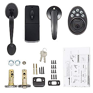 Signstek Front Door Lock Set,Keyless Entry Door Lock with Handle,Electronic Keypad Deadbolt,Smart Locks for Front Door (Oil Rubbed Bronze Plus)