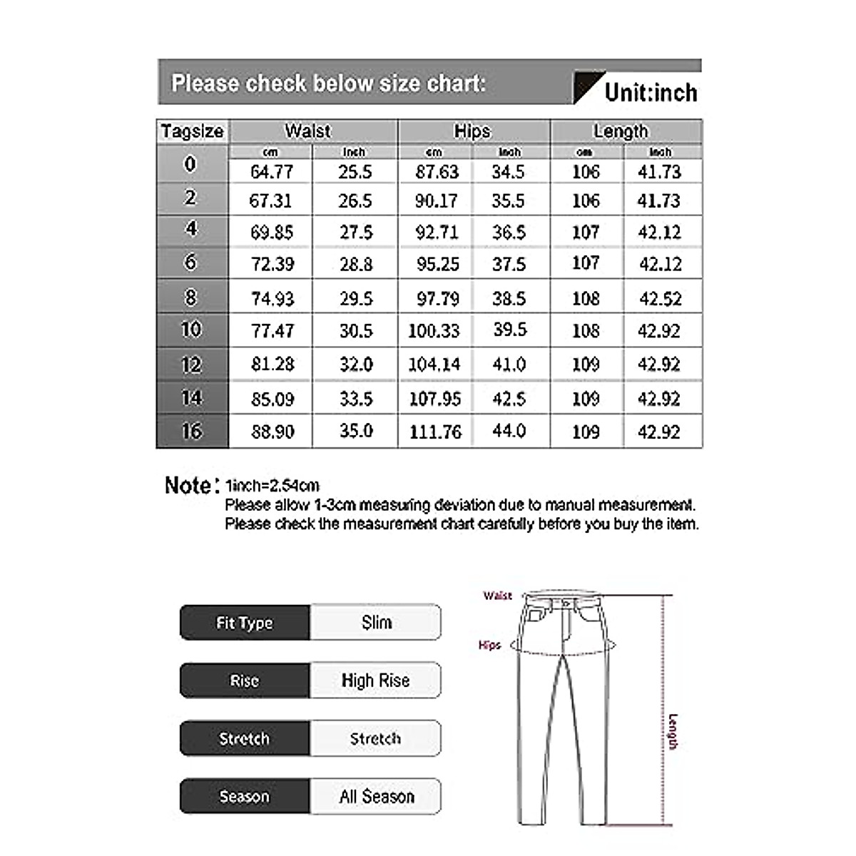 LAMLUCK Women's Flare Bell Bottom Jeans Fashion Wide Leg Jeans Womens High Rise Bootcut Jeans Womens Stretch Jeans - White Jeans for Women Skinny Boot Cut Denim Pants, White 610, Size 4