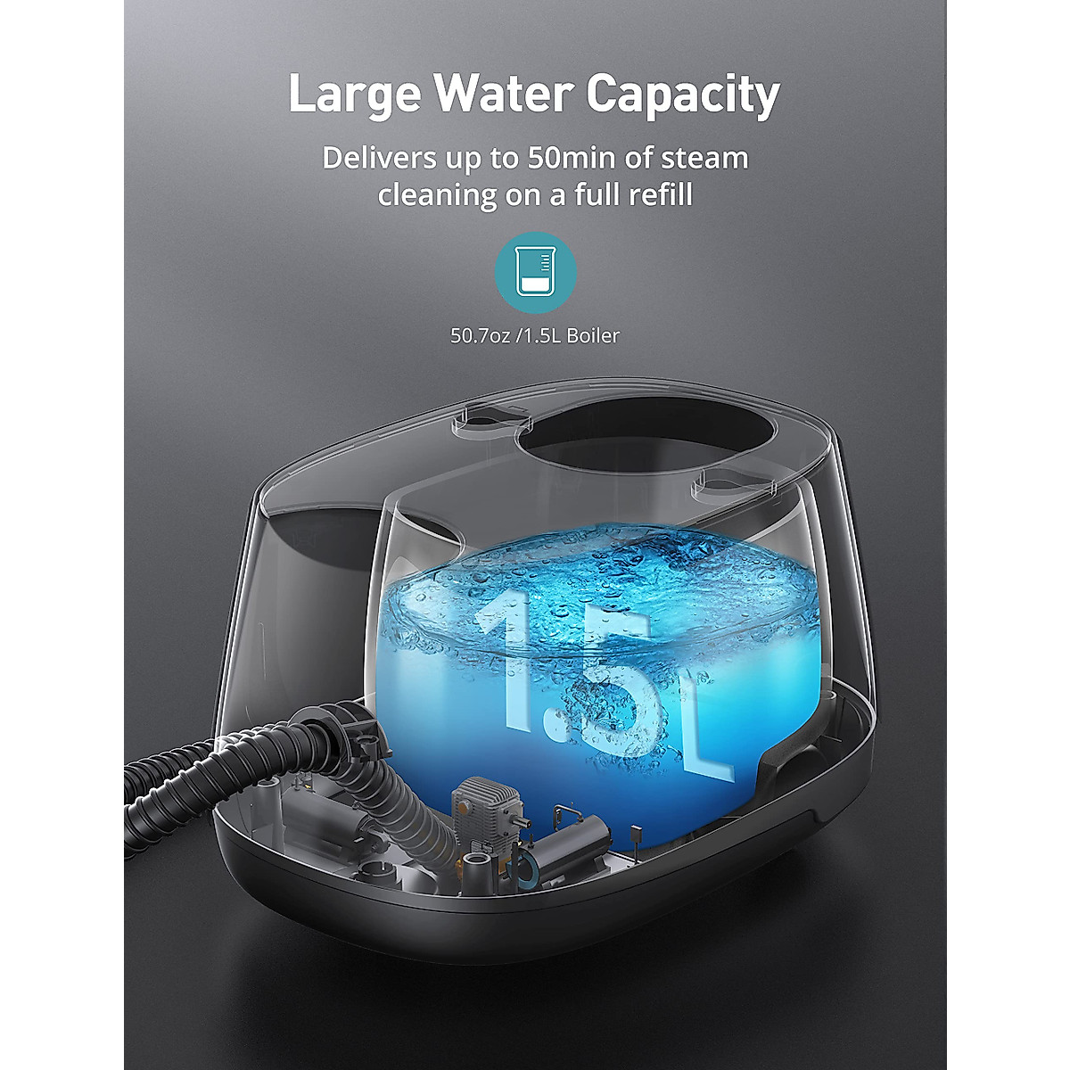 Aspiron Steamer with 21 Accessories, Portable Multipurpose Steam Cleaner for Car 5 Mins Heating with 1.5L Tank, Heavy Duty Steam Cleaner Carpet and Upholstery, Floors, Tiles, Car